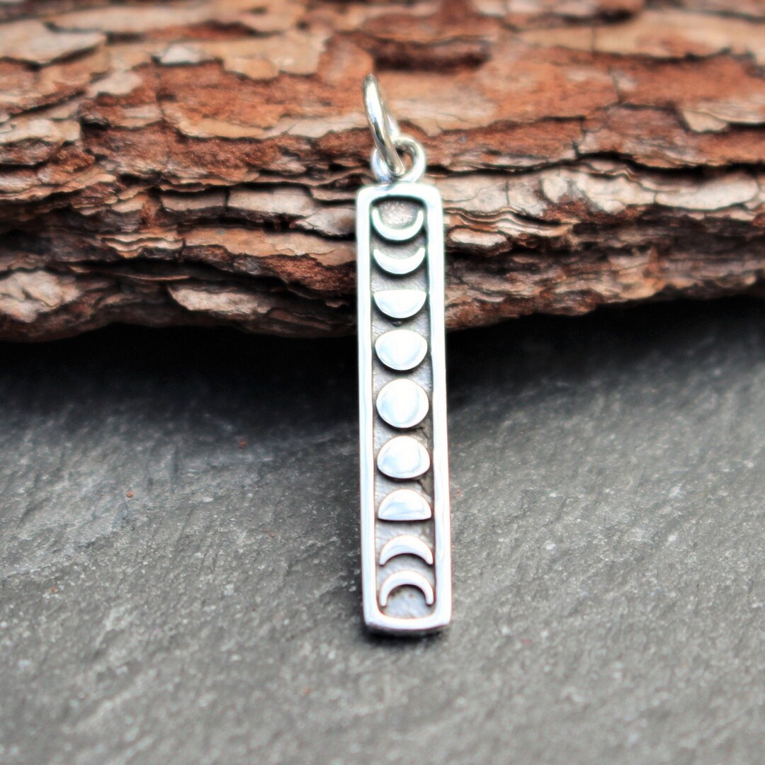 Moon Phases Charm, Sterling Silver, Crescent Moon, Moon Phases Pendant ...