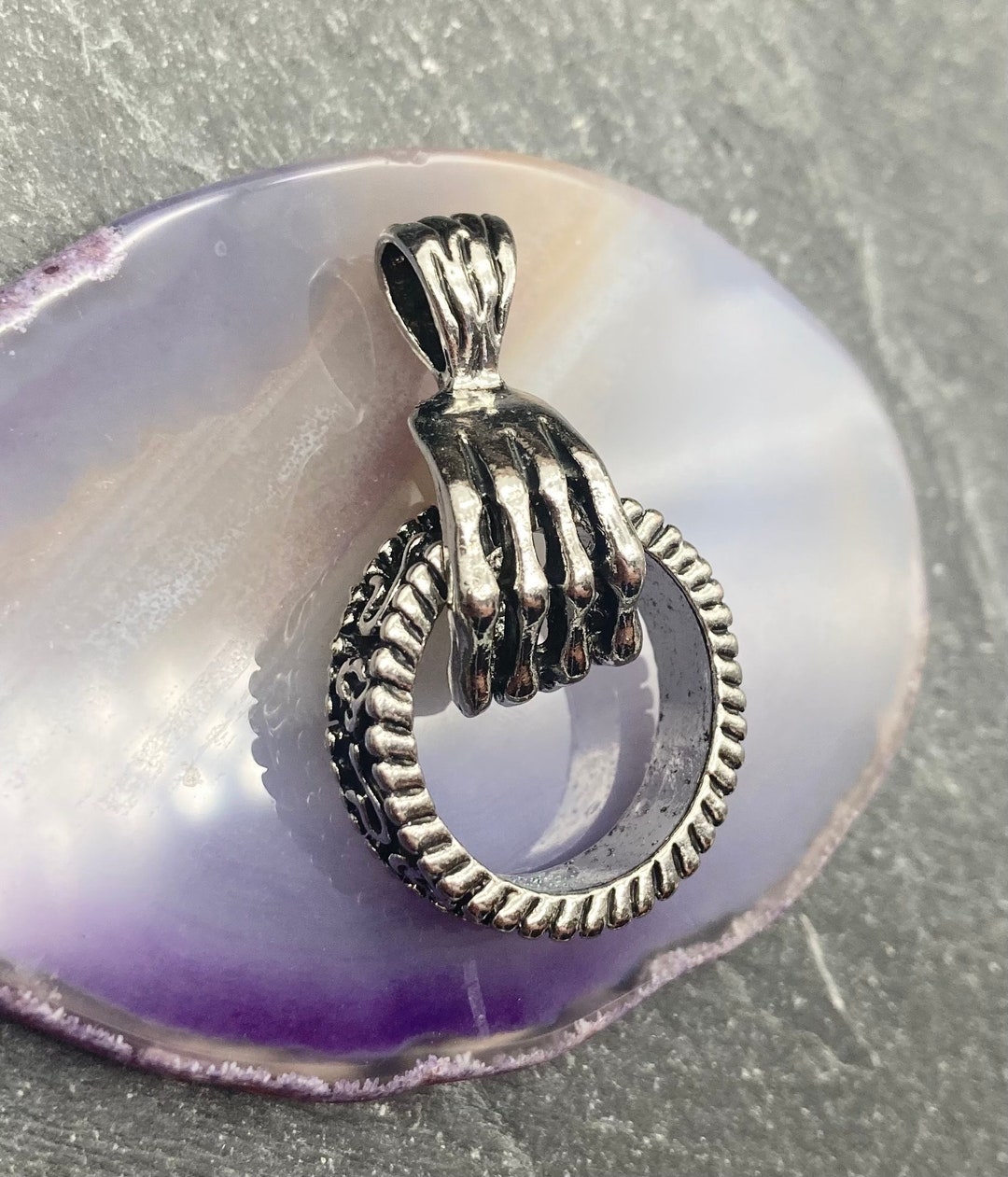 Creepy Hand Fidget Pendant: Antique Silver Tone - Etsy