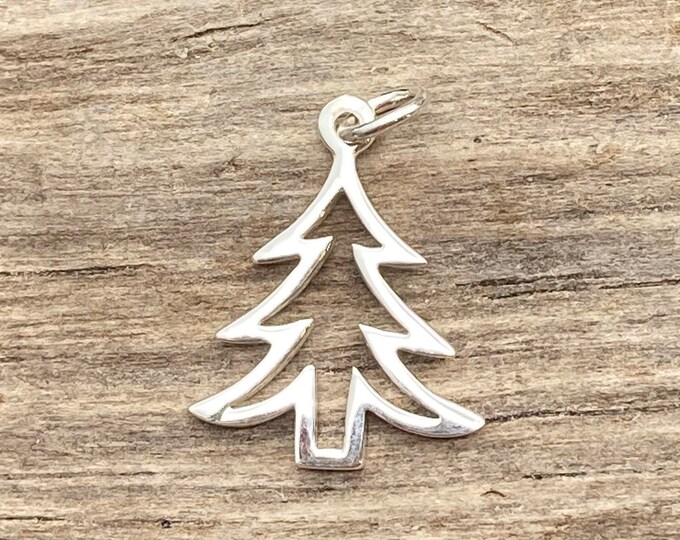 Pine Tree Charm: Sterling Silver, Christmas Tree - Etsy