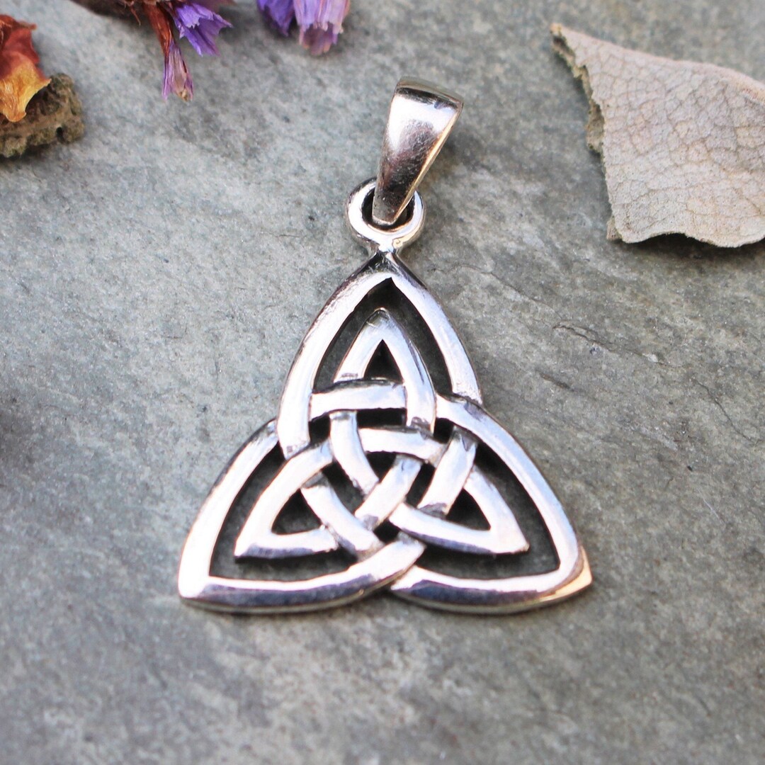 Sterling Silver Double Celtic Knot Triquetra Pendant - Etsy