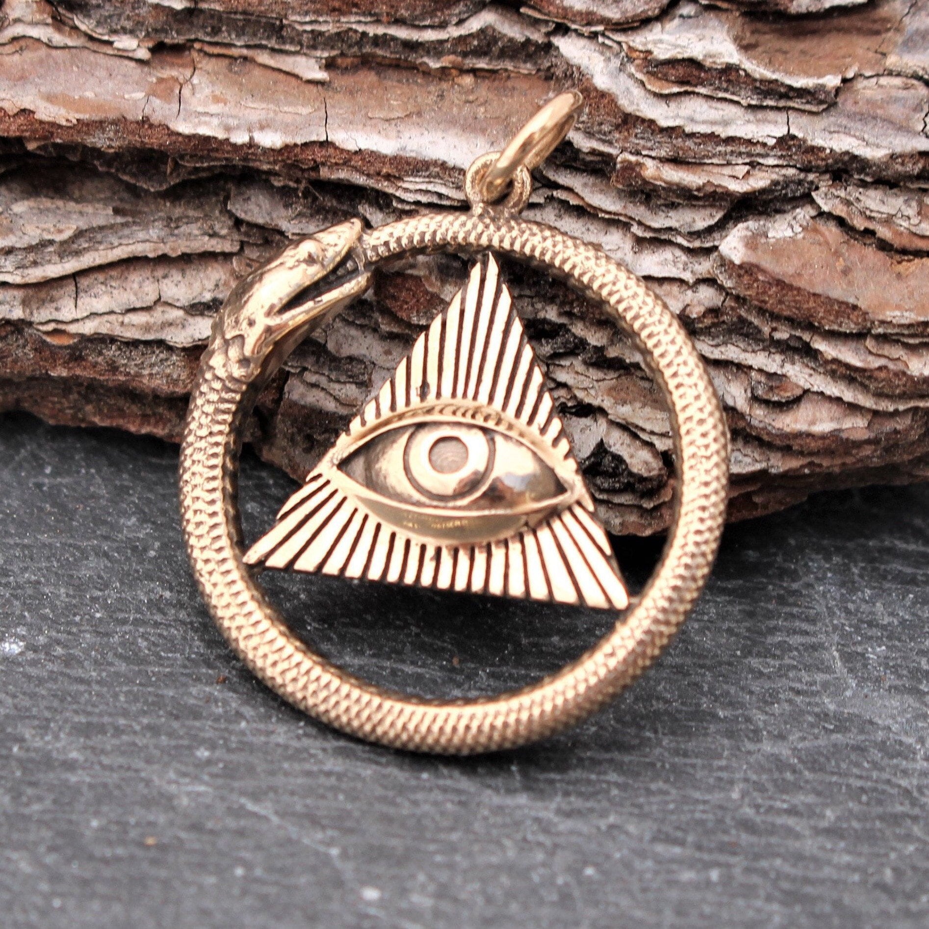 Ouroboros Pendant With All Seeing Eye Pyramid: Bronze - Etsy