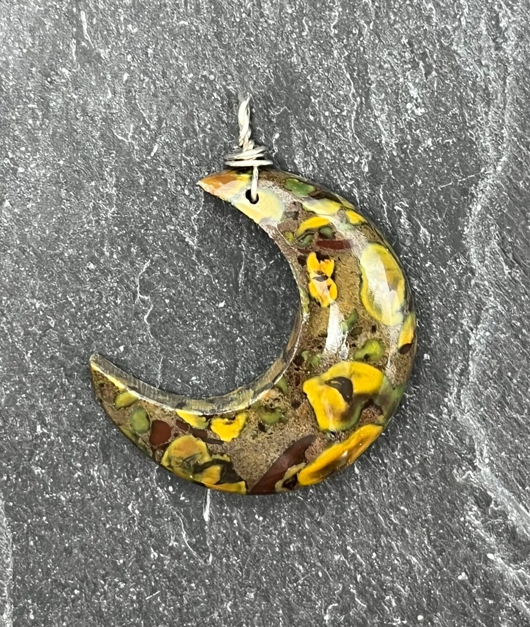 Fruit Jasper Moon Pendant: Sterling Silver Crescent Charm - Etsy