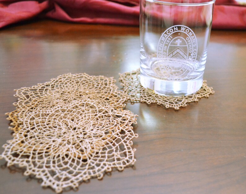 Free Standing Lace Coasters set of 4 Glass Rests | Etsy