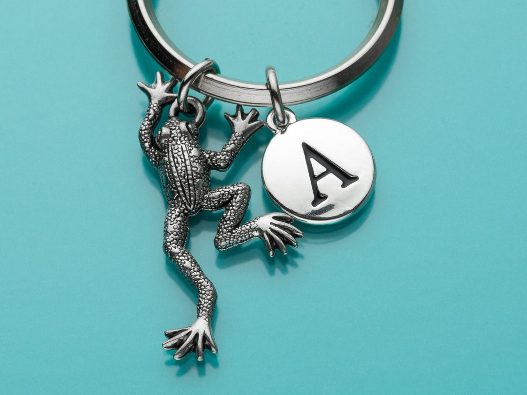 Frog Keychain, Frog Key Ring, Initial Keychain, Personalized Keychain ...