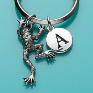 Frog Keychain, Frog Key Ring, Initial Keychain, Personalized Keychain ...