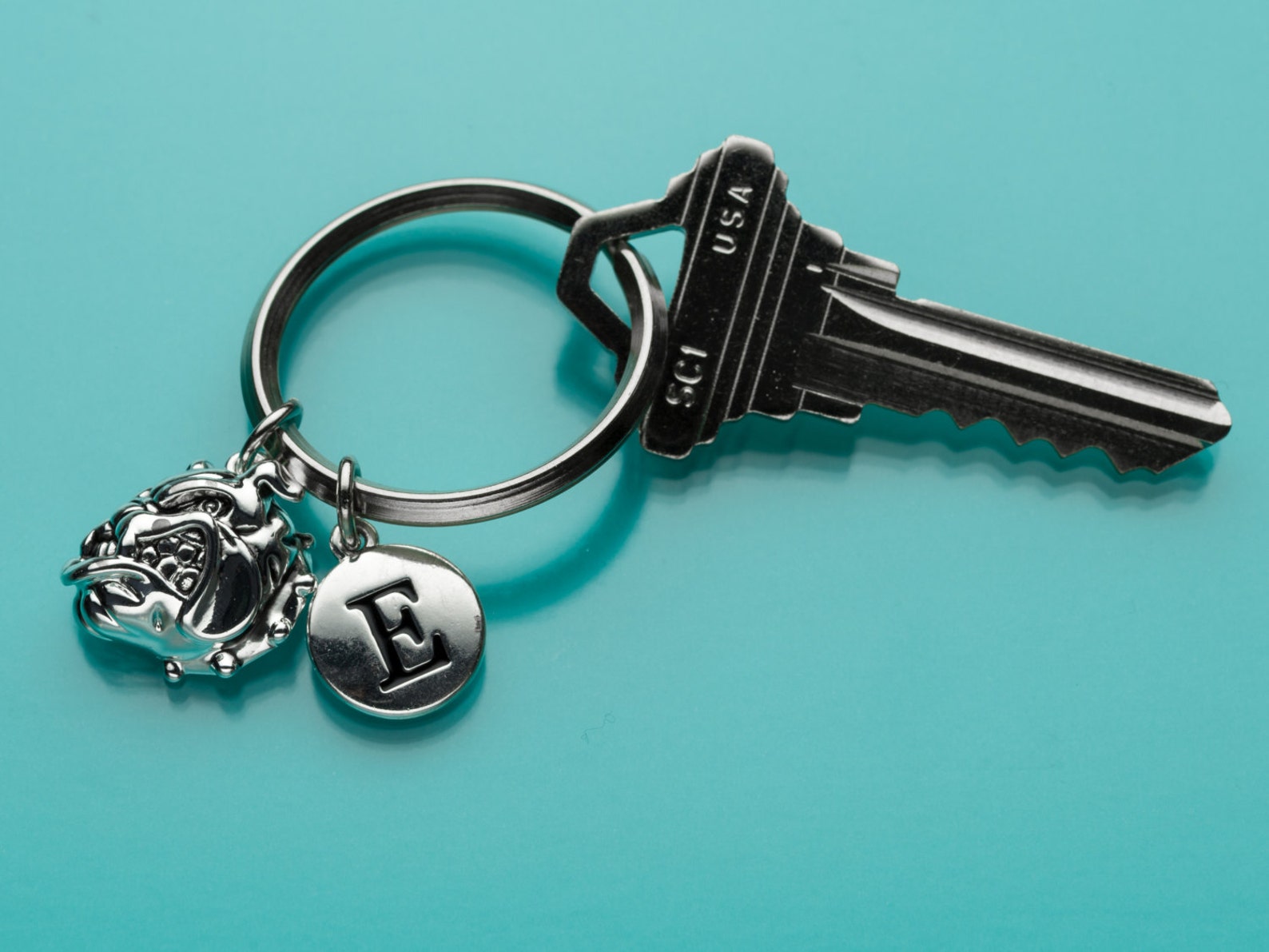 Lg Bulldog Keychain, Lg Bulldog Key Ring, Dog Charm, Initial Keychain ...