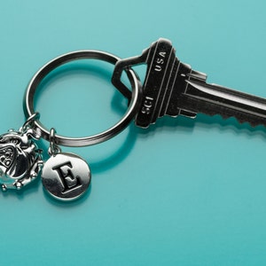 Lg Bulldog Keychain, Lg Bulldog Key Ring, Dog Charm, Initial Keychain ...