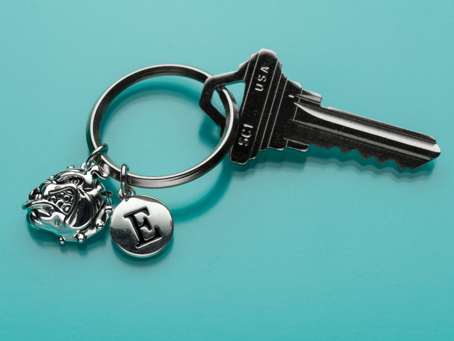 Lg Bulldog Keychain, Lg Bulldog Key Ring, Dog Charm, Initial Keychain ...