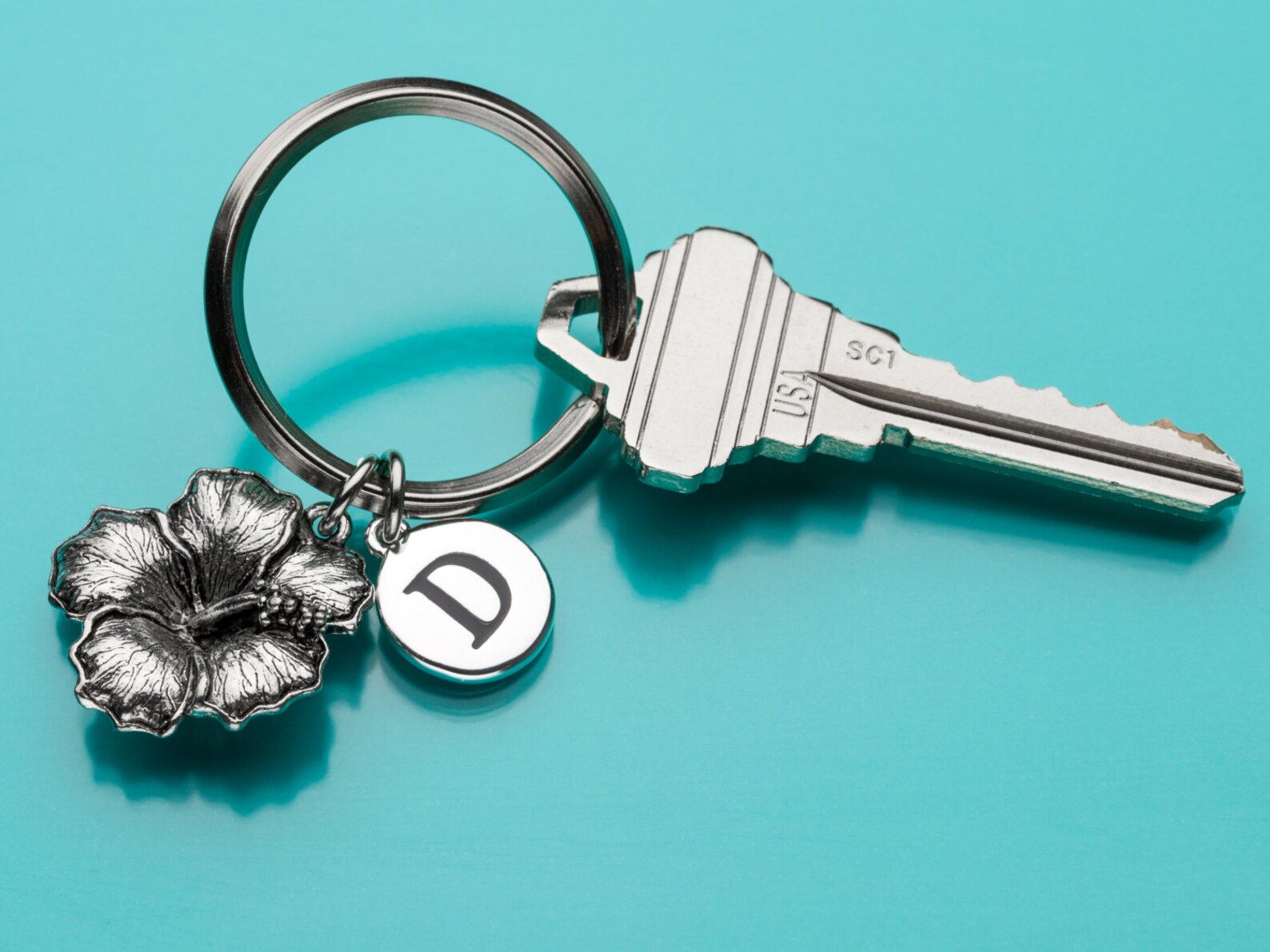 Hibiscus Keychain Hibiscus Key Ring Flower Charm Garden - Etsy