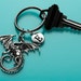 Large Dragon Keychain, Dragon Key Ring, Initial Keychain, Personalized ...
