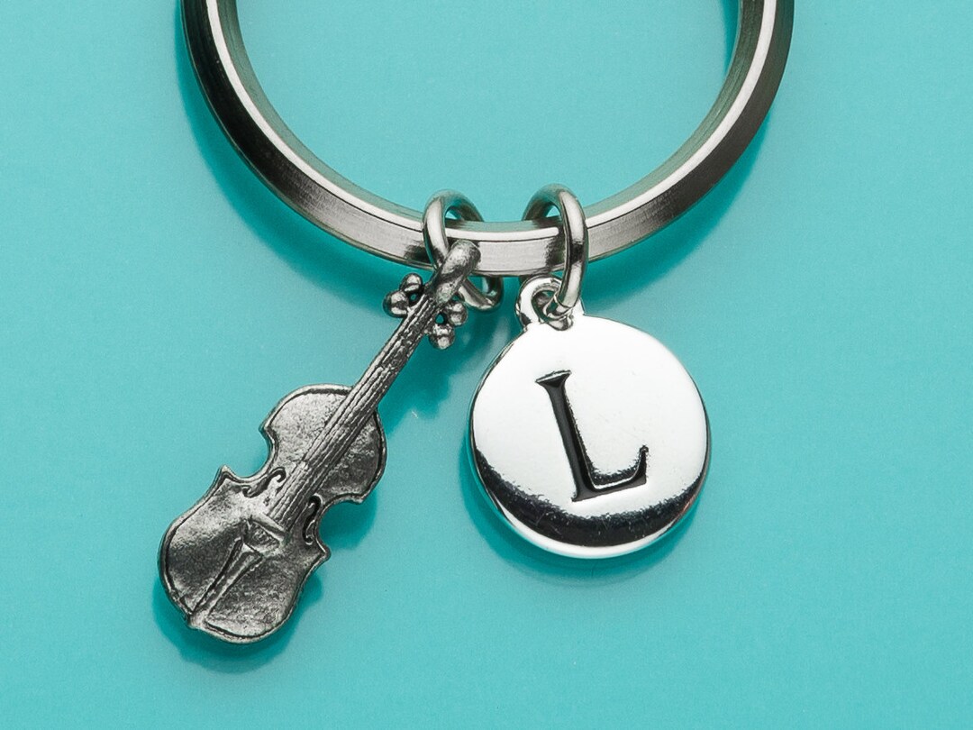 Violin Keychain, Violin Key Ring, Musician Keyring, Initial Keychain ...