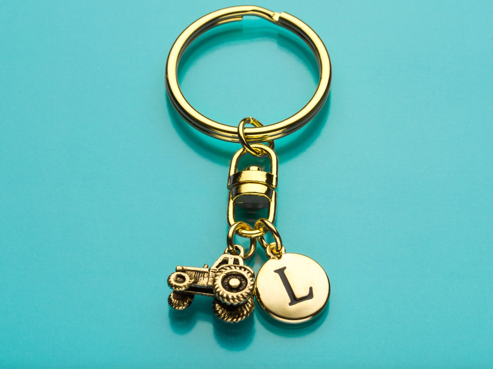 Tractor Keychain Gold Tractor Key Ring Farm Equipment - Etsy