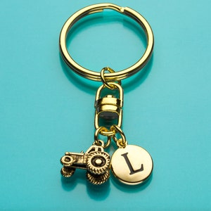 Tractor Keychain, Gold Tractor Key Ring, Farm Equipment, Farmer's Charm ...