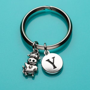 Cow Keychain, Cute Cow Key Ring, Farm Animal Charm, Initial Keychain ...