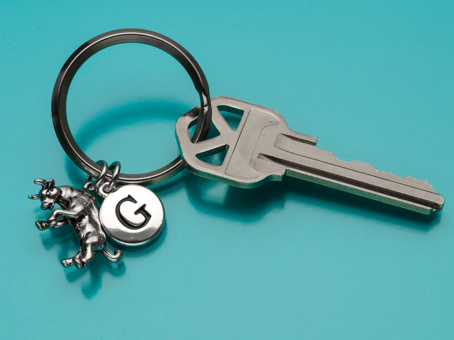 Bull Keychain Bucking Bronco Key Ring Bull Keyring Initial - Etsy
