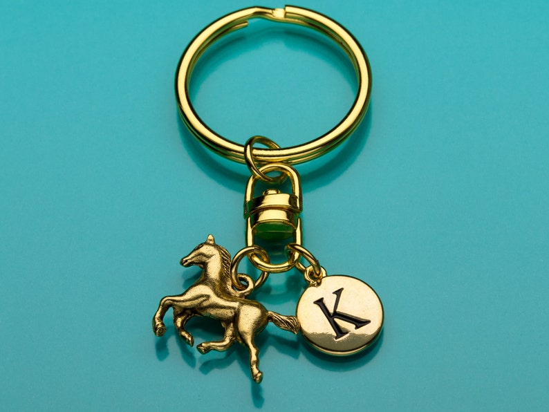 Horse Keychain Running Horse Gold Key Ring Equestrian Charm | Etsy