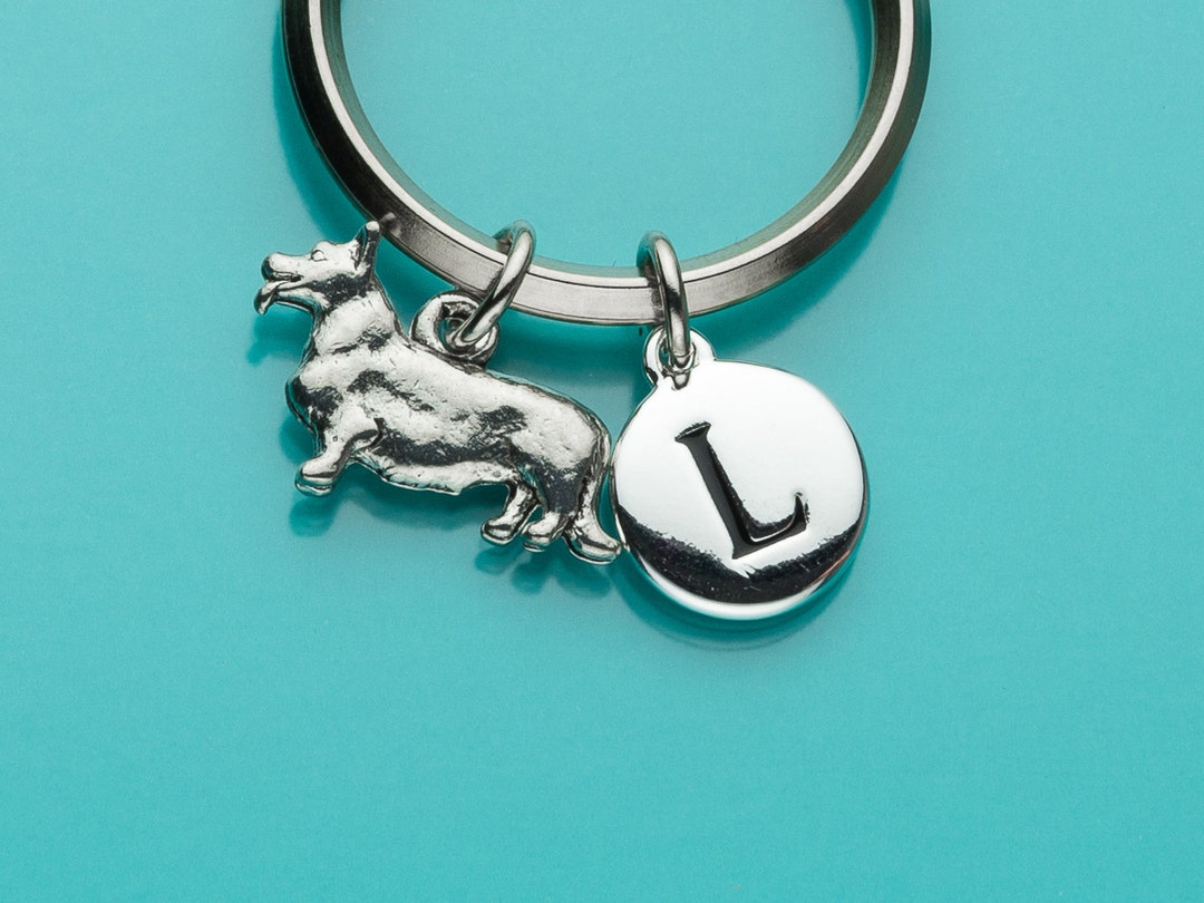 Corgi Keychain, Corgi Key Ring, Dog Keyring, Initial Keychain ...