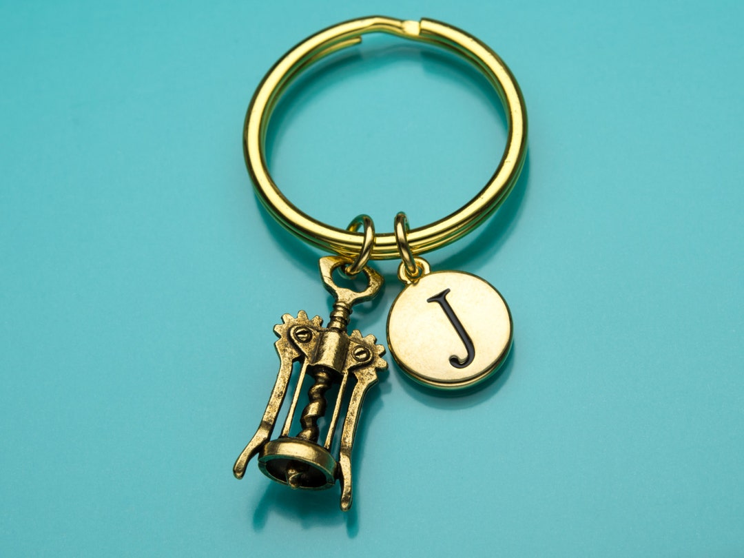 Corkscrew Keychain, Gold Wine Opener Key Ring, Wine Accessory ...