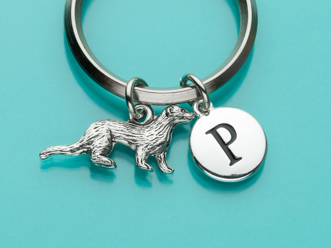 Ferret Keychain, Ferret Key Ring, Initial Keychain, Personalized ...
