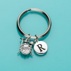 Drum Set Keychain, Drum Set Key Ring, Musician Keyring, Initial ...