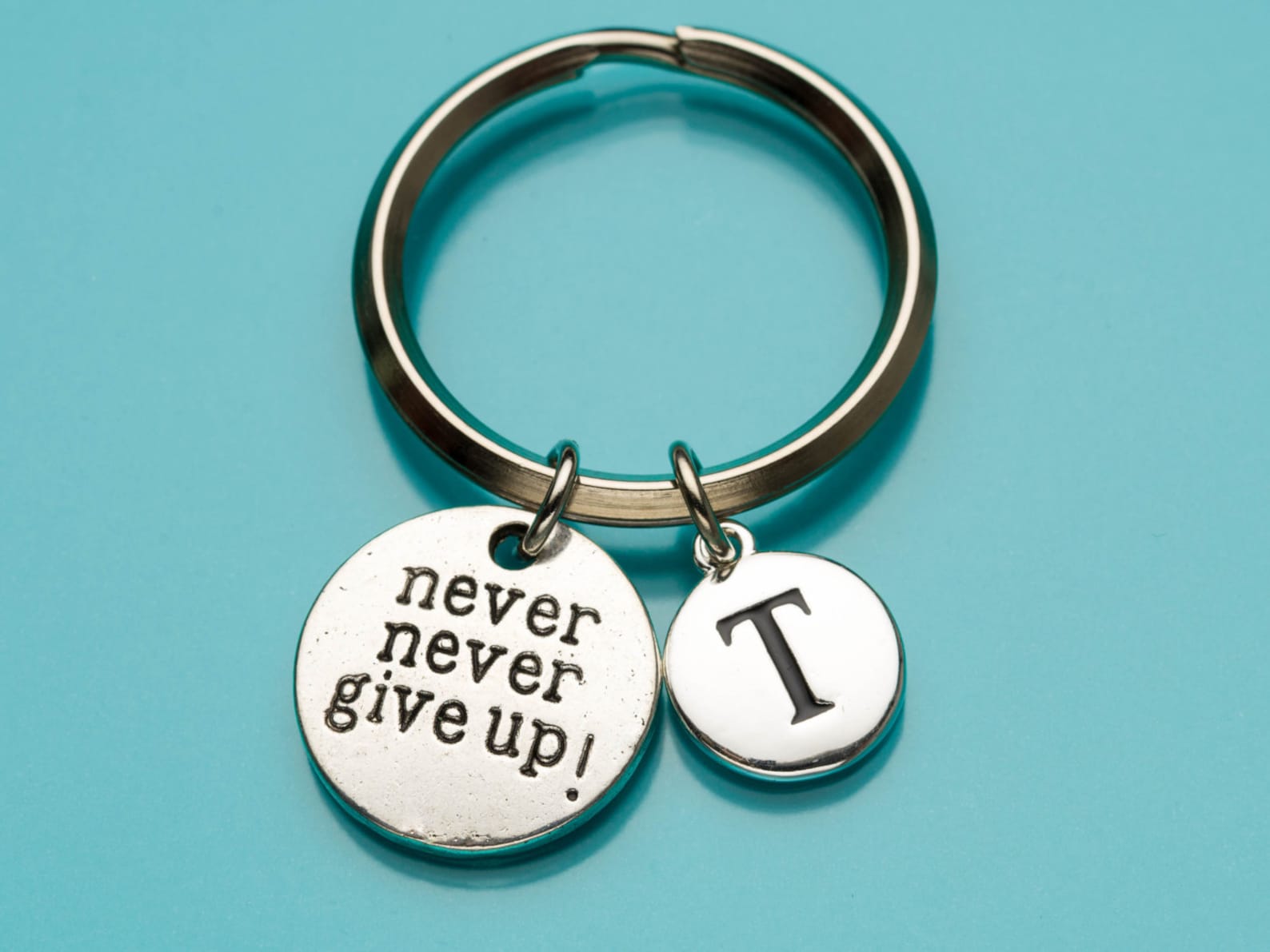 Never Give up Keychain, Never Give up Key Ring, Never, Never ...