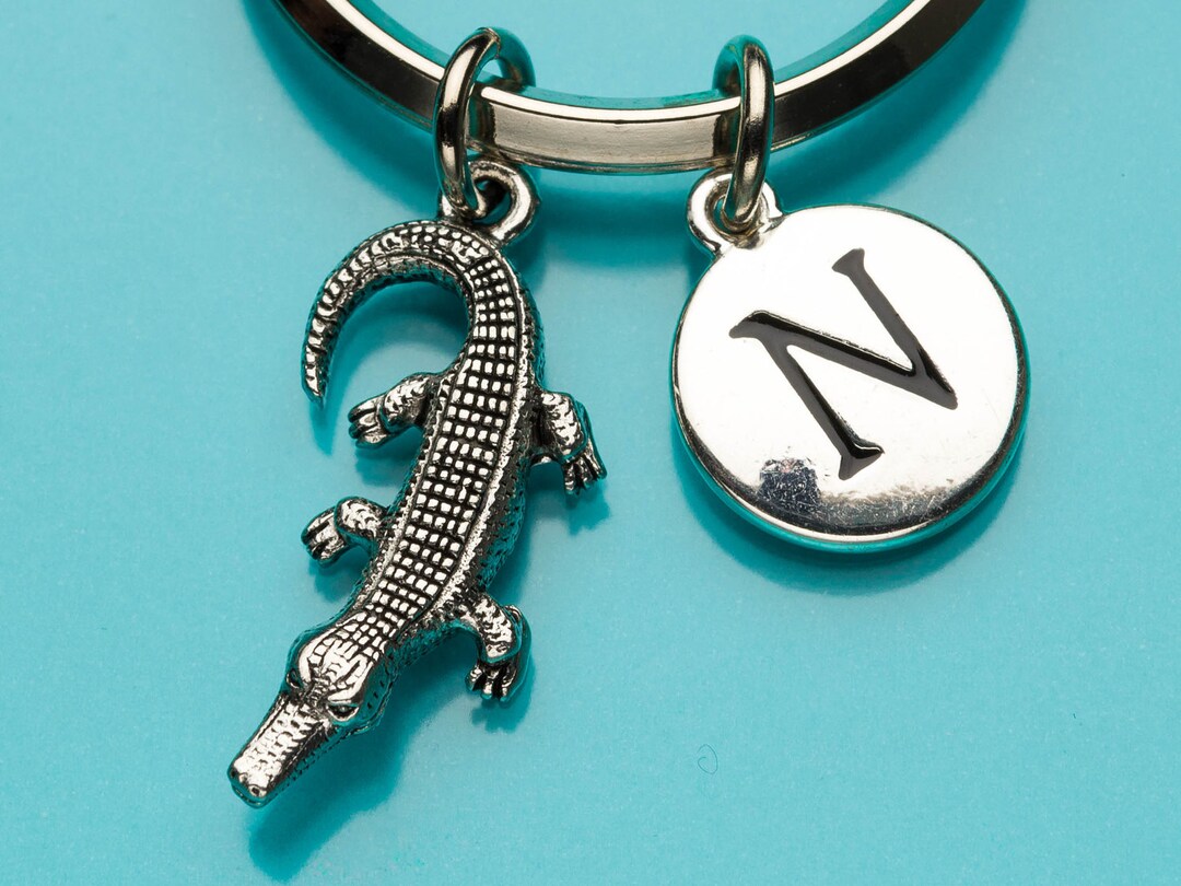 Alligator Keychain, Alligator Key Ring, Crocodile, Gator, Initial ...