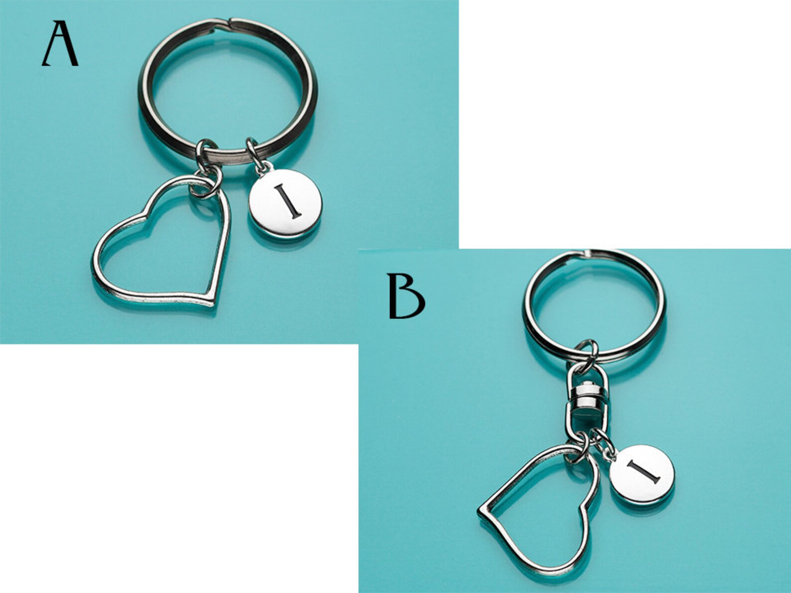 Heart Keychain Open Heart Key Ring Heart Outline Charm - Etsy