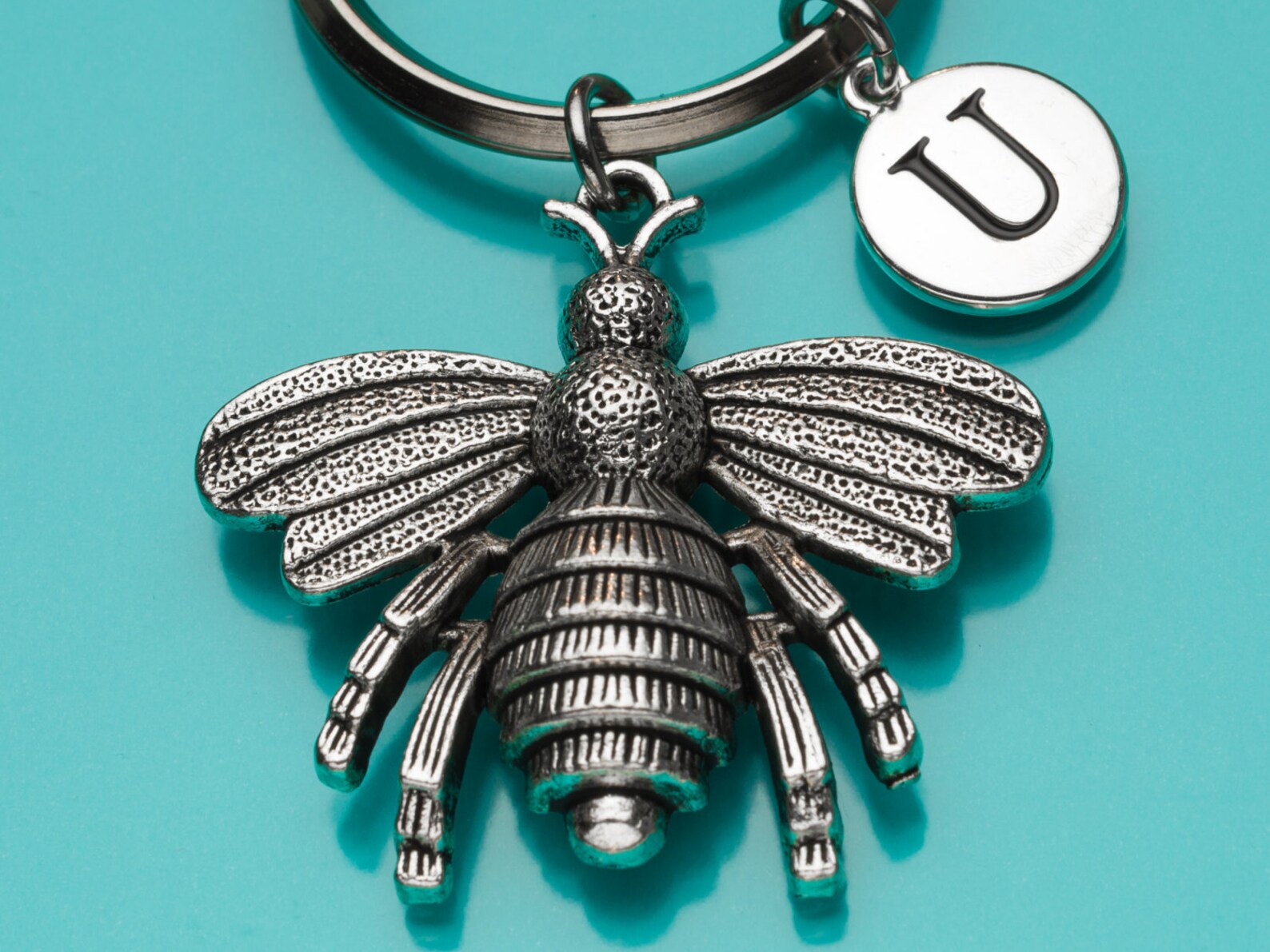 Bee Keychain Big Bee Key Ring Bumble Bee Keyring Initial | Etsy