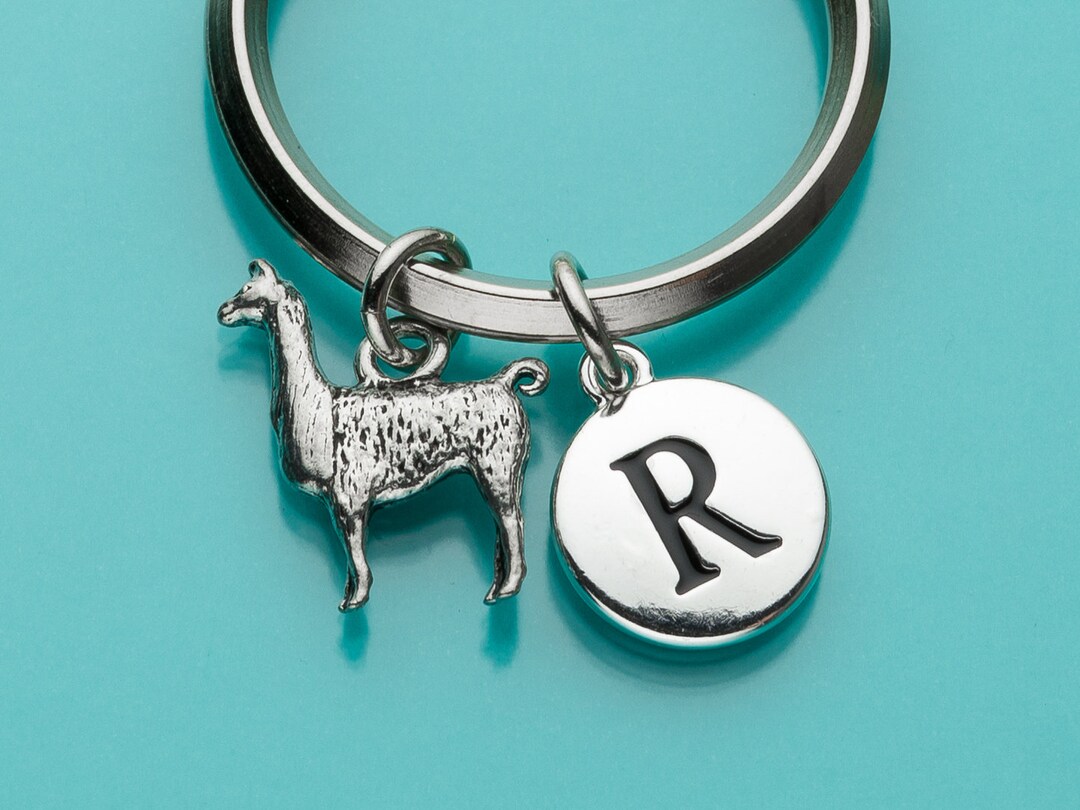 Llama Keychain, Llama Key Ring, Initial Keychain, Personalized Keychain ...