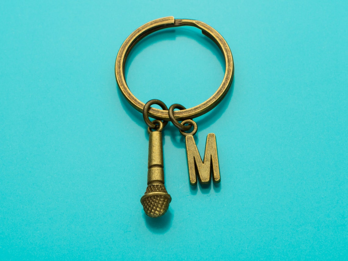 Microphone Keychain Bronze Microphone Key Ring Music - Etsy