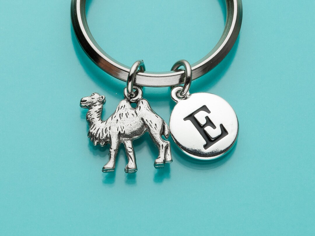 Camel Keychain, Camel Key Ring, Dromedary Charm, Initial Keychain ...