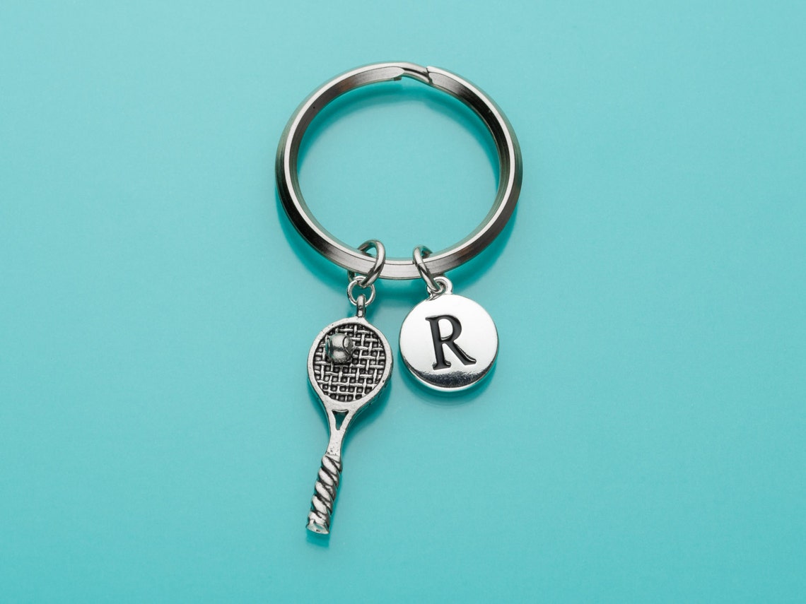 Tennis Racquet Keychain, Tennis Racket Key Ring, Sports, Initial ...