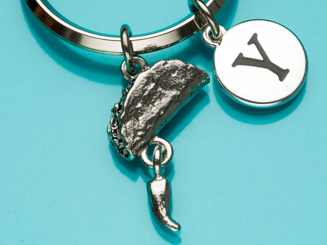 Taco Keychain, Taco Chili Pepper Key Ring, Tortilla Charm, Mexican Food ...