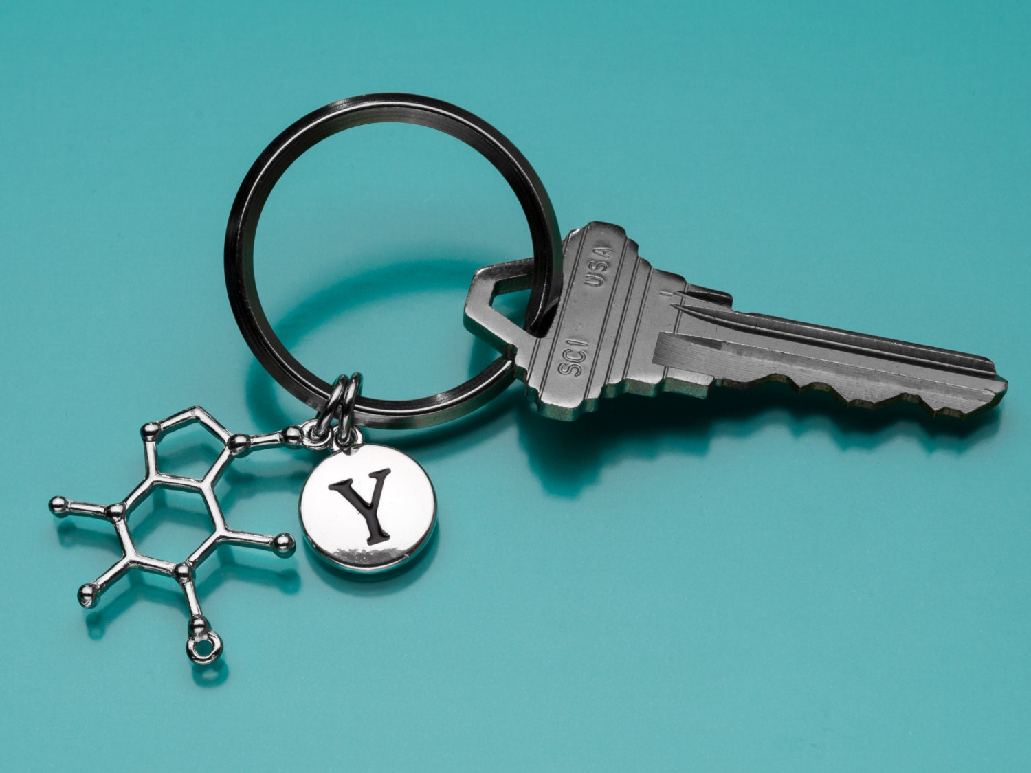 Caffeine Molecule Keychain Caffeine Key Ring Coffee - Etsy