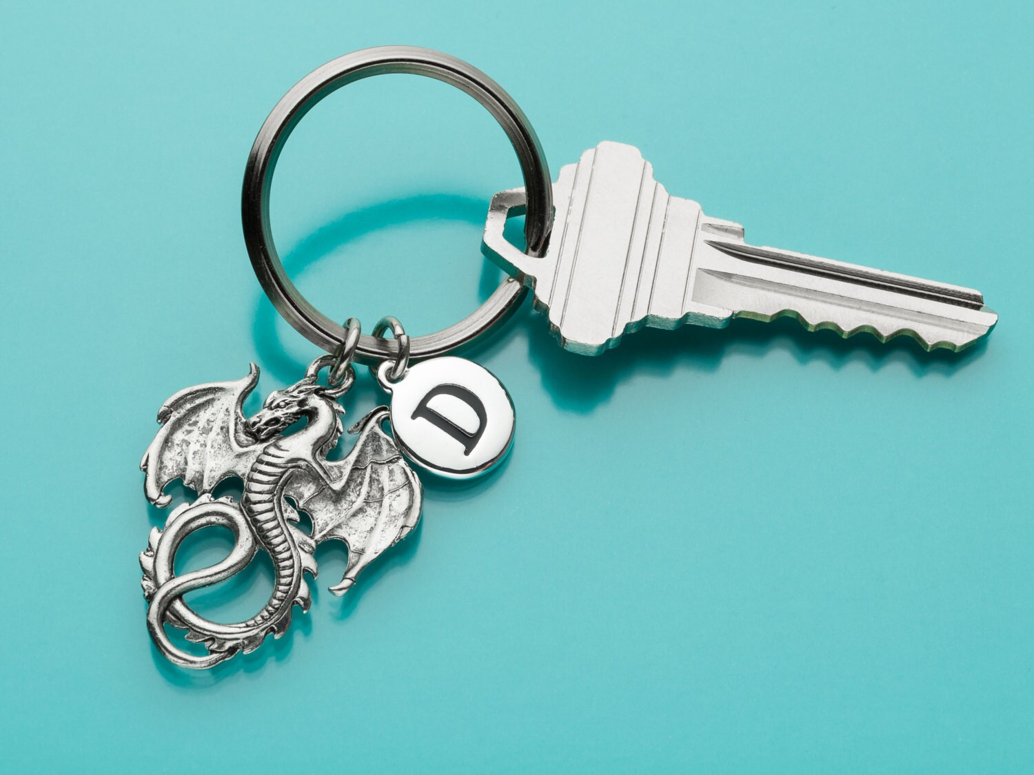 Dragon Keychain Dragon Key Ring Initial Keychain - Etsy