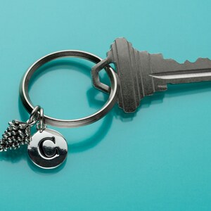 Pinecone Keychain, Pinecone Key Ring, Initial Keychain, Personalized ...