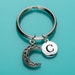 Crescent Moon, Crescent Moon Key Ring, Initial Keychain, Personalized ...