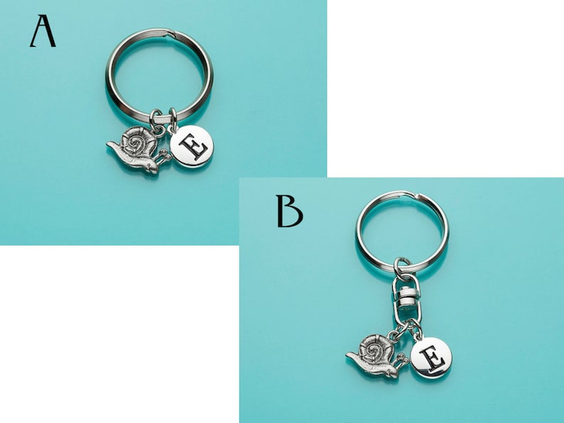 Snail Keychain Snail Key Ring Initial Keychain Personalized | Etsy