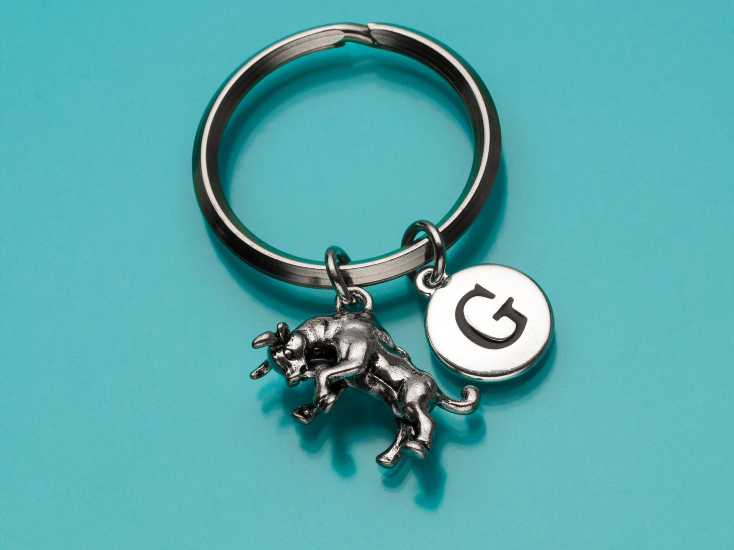 Bull Keychain Bucking Bronco Key Ring Bull Keyring Initial - Etsy