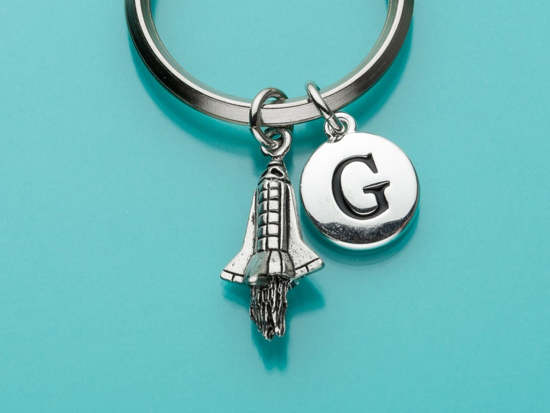 Rocket Keychain Rocket Key Ring Initial Keychain Etsy