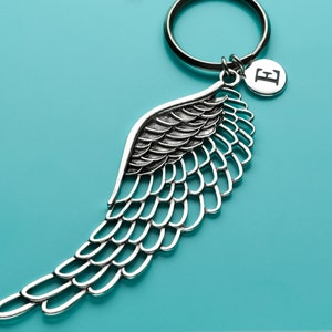 Huge Angel Wing Keychain, Angel Wing Key Ring, Heaven Charm, Initial ...