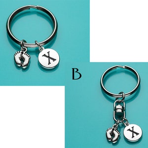 Tiny Baby Feet Keychain, Tiny Baby Feet Key Ring, Baby Charm, Initial ...