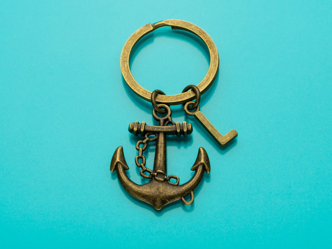 Anchor Keychain Bronze Anchor Key Ring Nautical Keychain - Etsy