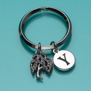 Weeping Willow Keychain, Willow Tree Key Chain, Tree Key Ring, Initial ...