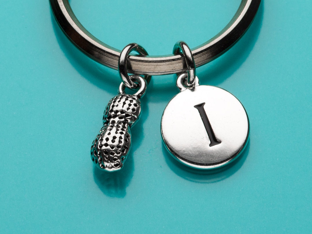Peanut Keychain, Peanut Key Ring, Food Charm, Circus Charm, Initial ...