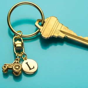 Tractor Keychain, Gold Tractor Key Ring, Farm Equipment, Farmer's Charm ...