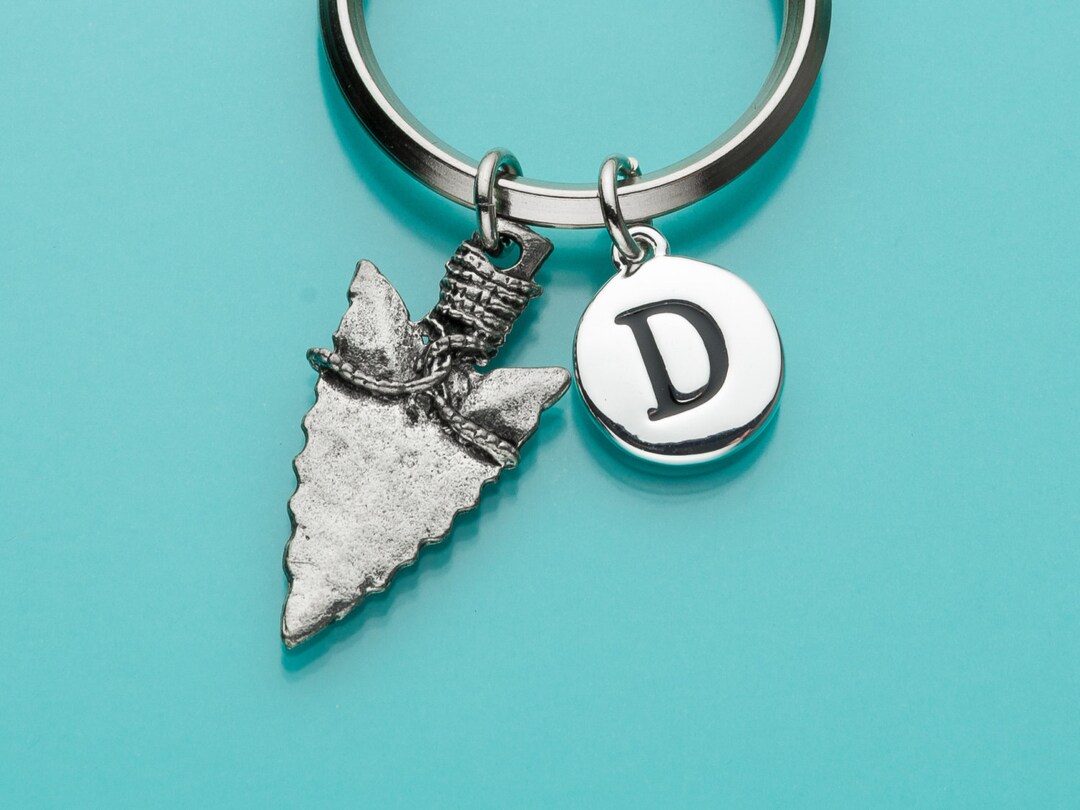 Arrowhead Keychain, Arrowhead Key Ring, Initial Keychain, Personalized ...