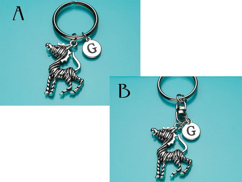 Zebra Keychain Cute Zebra Key Ring Animal Charm Initial | Etsy