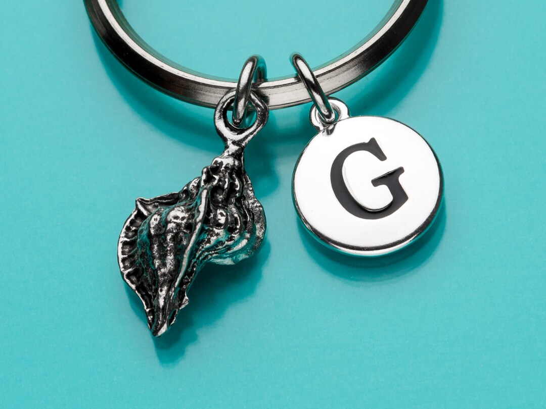 Sea Shell Keychain, Sea Shell Key Ring, Conch Shell, Sea Creature ...