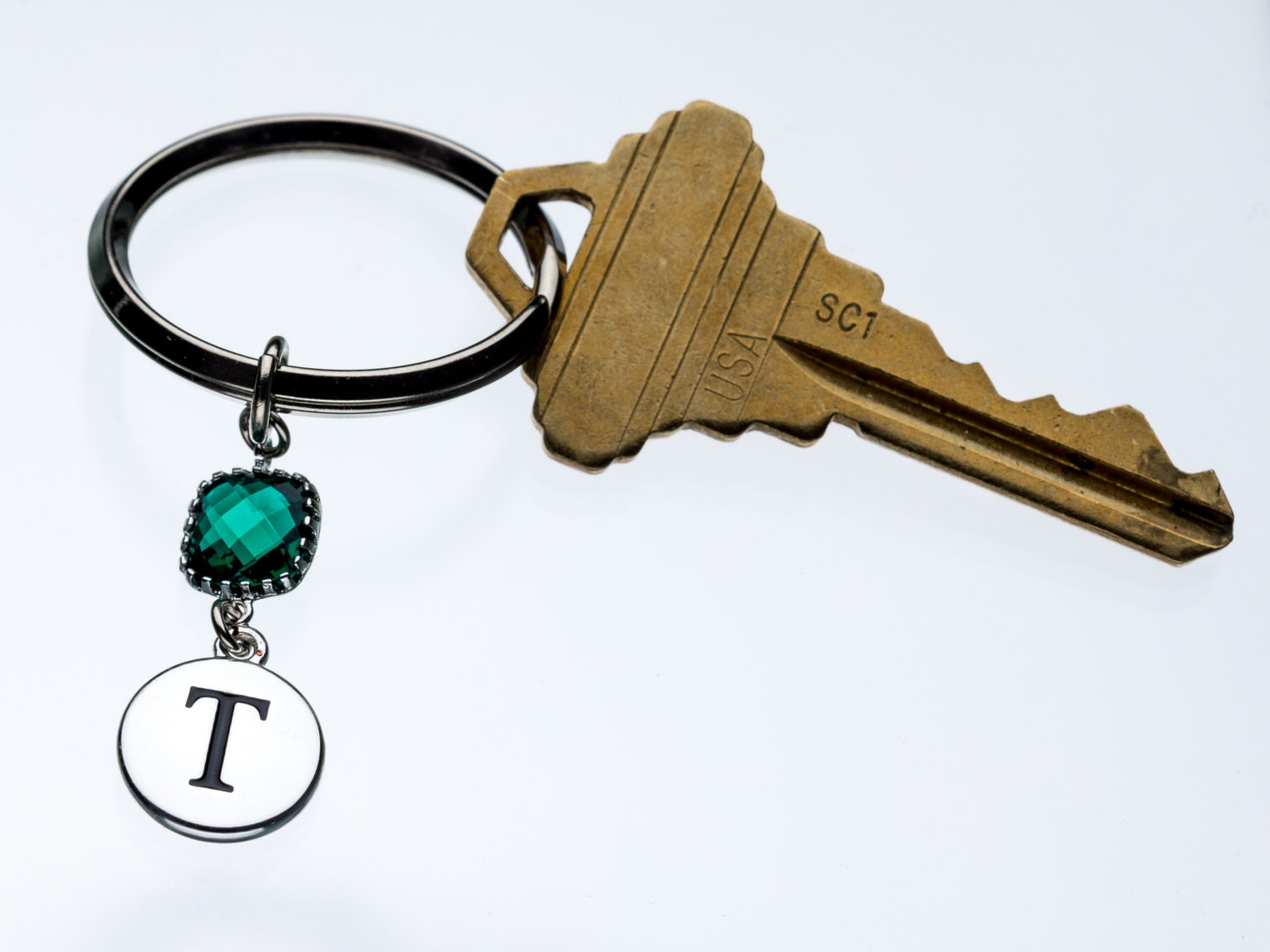 Emerald Crystal Cushion Keychain Emerald Crystal Gem Key | Etsy